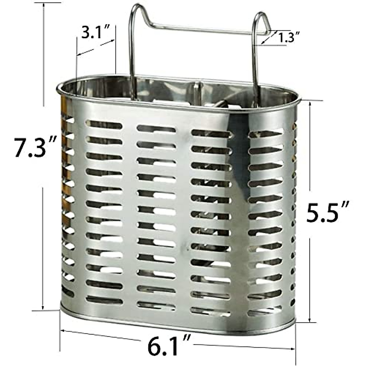 kaileyouxiangongsi Stainless Steel Hanging 2 Compartments Mesh Utensil Drying Rack/Chopsticks/Spoon/Fork/Knife Drainer Basket Flatware Storage Drainer