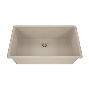 32" x 19" Quartz Kitchen Sink, Single Bowl Kitchen Sink, Large kitchen sink,Drop in Kitchen Sink, Granite Composite Kitchen Sink, Undermount Sink, Galaxy Beige kitchen Sink, LP-1000-BO
