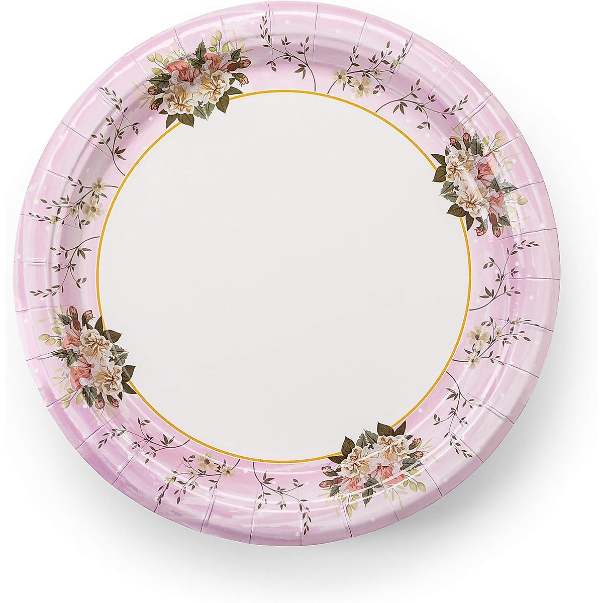ROYAL BLUEBONNET Paper Plates and Napkins Set, Floral Design, 24 Pieces, Pink, Spring, Disposable Party Supplies