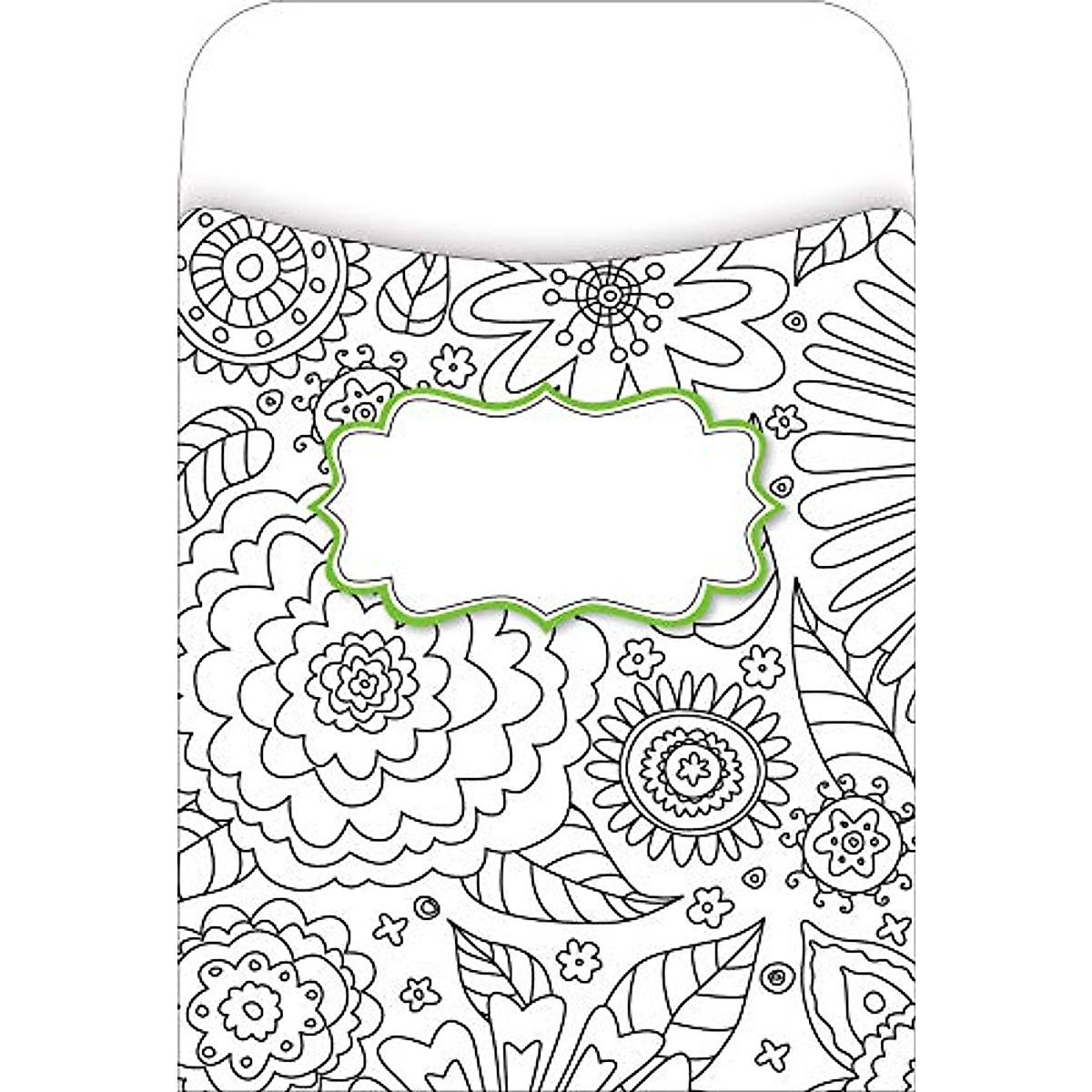 BARKER CREEK Peel & Stick Library Pockets, Color Me in My Garden, 3 Designs, Great for Holding Library, Index, and Flash Cards, Hall Passes, Recipes, and More! 3-1/2" x 5-1/8", 30 per Pkg (1243)