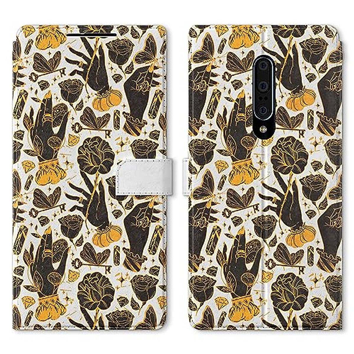 Wallet Phone Case Compatible with OnePlus Nord OnePlus 11 8T+ 10T 5G 8 Pro 1+7T Pro 7 Vintage Hands Flip Aesthetic Slim Folio Gold Roses Lightweight Cover Protective Shockproof Victorian PU Leather