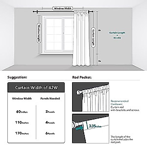 Deconovo Blackout Curtains Panels for Bedroom, Energy Saving Rod Pocket Living Room Curtains, Grey Black Out Curtains 63 Inch Long 2 Panels Burg - 42W x 63L Inch, Dark Grey,