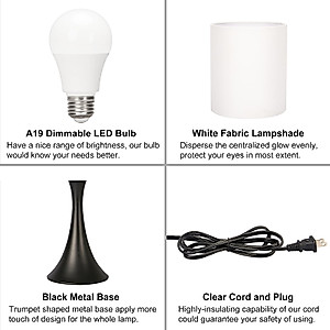 3-Way Dimmable Table Lamp, Touch Control Nightstand Lamp with Ocean Style Fabric Lampshade, Silver Modern Bedside Lamp for Bedrooms Living Room Children Room Nursery Play Room, LED Bulb Included