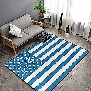 Team ProMark Area Rug,Detriot Lions Football Design Indoor Carpets,Super Soft Non Slip Kids Playing Mat for Hardwood and Hard Floor Protects Floors,60 x 39 in