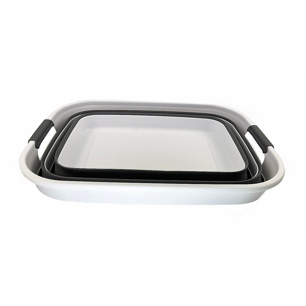 SAMMART Collapsible Plastic Laundry Basket with Dual Grip Handles 27L (7.1 Gallons) -Foldable Pop Up Storage Container/Organizer - Portable Space Saving Washing Tub/Hamper (1, White/Steel Grey)