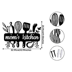 SwallowLiving Metal Black Mom Kitchen Sign Decor Mother Day Gift Hanging Word Art Decoration Kitchen Wall Decor 13”x9.1”