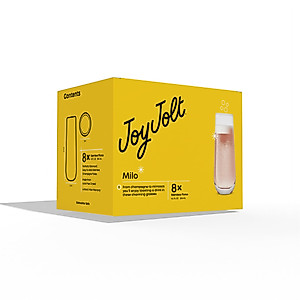 JoyJolt Milo Stemless Champagne Flutes Set of 8 Crystal Glasses. 9.4oz Champagne Glasses. Prosecco Wine Flute, Mimosa Glasses Set, Cocktail Glass Set, Water Glasses, Highball Glass, Bar Glassware