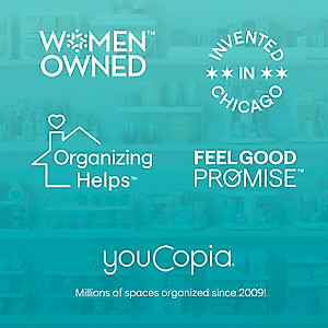 YouCopia Crazy Susan Lazy Susan Organizer, 6 BPA-Free Removable Clear Bins with Handles, Rotating Storage Turntable for Kitchen Cabinet, Pantry and Bathroom Organization,White