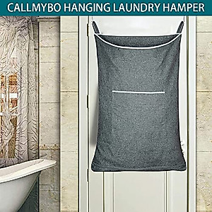 CALLMYBO Hanging Laundry Hamper, Hanging Hamper with Free Hanging Hooks, Space Saving Hanging Laundry Hamper Bag (1 Mid Heather Grey + 1 Pop Heather Grey)