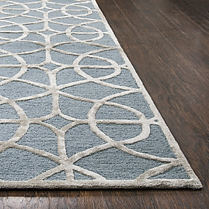 Rizzy Home | ME319A | Monroe Collection | Wool/Viscose Area Rug | 8' x 10' | Denim/Gray Trellis