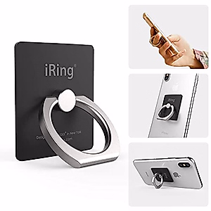 iRing Original, Made in Korea, Phone Ring Holder, Cell Phone Grip Stand, Compatible with iPhone, Galaxy, and Other Smartphones (Black)