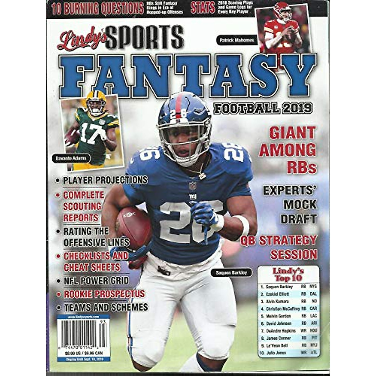 LINDY'S SPORT FANTASY FOOTBALL, 2019 VOLUME, 19 GIANT AMONG RBS