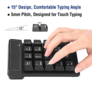 RaceGT Bluetooth Number pad, 19-Keys Wireless Numeric Keypad, Portable Mini Multi-Function Accounting Number Keypad Keyboard Extensions for Laptop/Desktop/Notebook