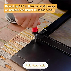 Hakuna Pets Patio Pet Door Screen Insert Panel for Sliding Doors, Fits Door Track Min Ht 61.02" to Max Ht 84.25", UV Resistant Mesh, Locking Magnetic Dog Door, Easy Install and Removal, Medium, Black