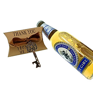 50pcs Skeleton Key Bottle Opener Wedding Party Favor Souvenir Gift with Candy Box and Ribbon(Antique Copper)