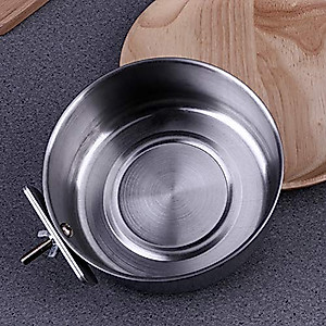 POPETPOP 2pack Parrot Feeding Cups Birds Food Dish Stainless Steel Parrot Feeders Water Cage Bowls with Clamp Holder for Cockatiel Conure Budgies Parakeet Parrot Macaw Small Animal Chinchilla