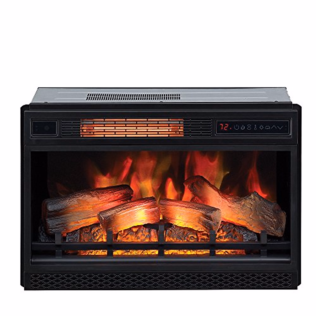 ClassicFlame 26" 3D Infrared Quartz Electric Fireplace Insert Plug and Safer Sensor, Black