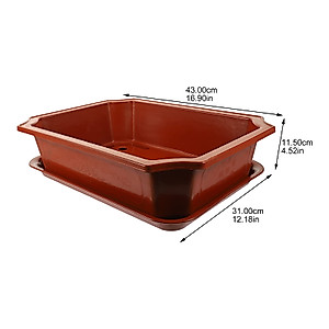 GANAZONO Plant Pots Flowerpot Bonsai Training Pots Rectangular Planter Pots Plant Growing Pots Plants Growing Planter with Drainage Tray Gardening Bonsai Container Hanging Planter