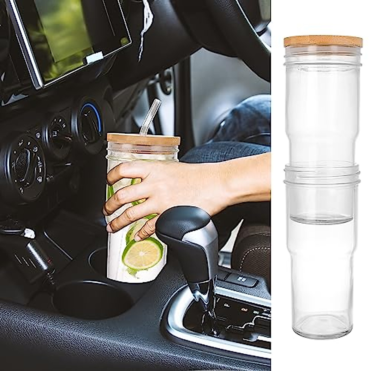 Moretoes 4pcs 24oz Glass Cups with Lids and Straws, Glass Iced Coffee Cups Cute Travel Tumbler Cup, Drinking Glasses Set Reusable Boba Bottle for Jumbo Smoothie, Bubble Tea, Cold Brew,Soda, Juice