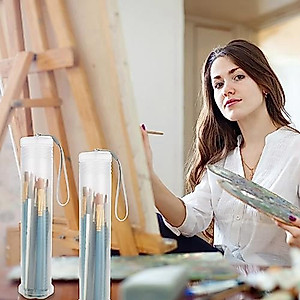 Geynutaly 4 Piece Extendable Plastic Paint Brush Case Clear Long Paint Brush Holder Tube Storage Pencil Container