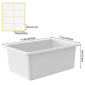 Outus 36 Pack White Plastic Storage Bins Bulk Cubby Storage Bins Classroom Book Bins Storage Organizer Containers for Classroom Library Preschool Office Home Toys Books Organizing
