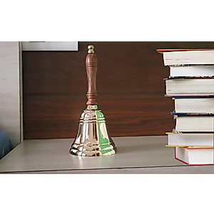 8.5"(H) 4"(D) Solid Brass Bell Quality Wooden Handle Bell Perfect for Dinner, Indoor, Outdoor, School, Bar, Reception, Last Order & Church by The Metal Magician