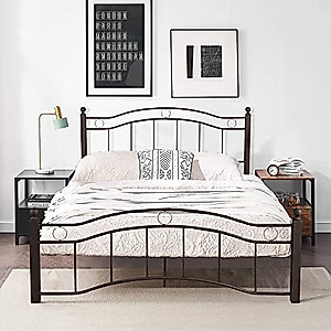 Voohek Metal King Size Bed Frame with Headboard and Footboard,Storage Space Under The Frame,No Box Spring Needed,Noise Free,Black