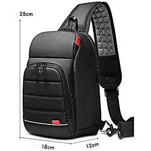 XIXIDIAN Anti-Theft Sling Chest Bag Waterproof Crossbody Shoulder Bag Casual Daypack Rucksack with USB Charging Port for Men