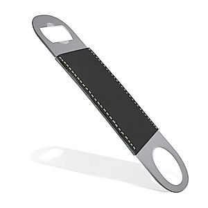 LaserGram Bottle Opener, Bass Drum, Personalized Engraving Included (Faux Leather, Black & Gold)