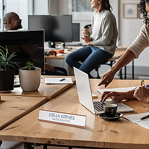 Providence Engraving Personalized Desk Name Plates - Custom Office Wall or Desk Name Plates With Aluminum Holder With Two Lines of Laser Engraved Text, 2" x 8"
