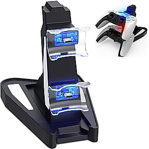 PS5 Controller Charger with LED Indicator, Fast Charging Dualsense Charging Station Dock for Dual Playstation 5 Controllers