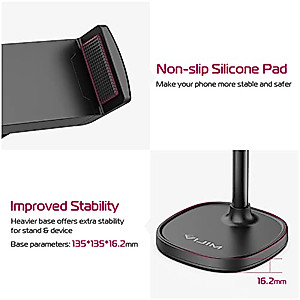 ULANZI Cell Phone Stand Mount for Desk, Vijim HP004 Adjustable Height & Angle Phone Holder, 360 Degree Rotating Desktop Phone Stand for Recording Compatible with iPhone, Samsung Galaxy and All Phones