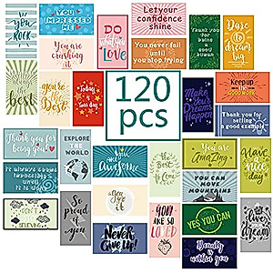 Outus 120 Pcs Motivational Encouragement Quote Cards Inspirational Kindness Appreciation Gratitude Business Cards Encouragement Mini Note Cards for Student Kids Teachers, 30 Styles (Bright Style)