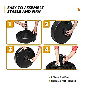 Mansader Fillable Plastic Umbrella Base Stand 50 Lbs Water Table Patio Umbrella Bases, Weighted Outdoor Patio Market-Heavy Duty Umbrella Stands, for Outdoor, Lawn, Garden, Pool, Rattan Weave (Black)