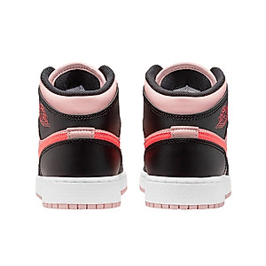 Nike boys Air Jordan 1 Mid Grade School, Atmosphere/Infrared 23 Black, 7 Big Kid