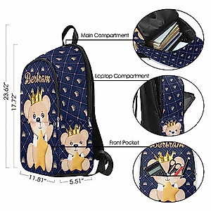 M YESCUSTOM Custom Boys Girls Backpack with Name Personalized Animal School Bookbag Blue Toddler Kids Backpack Casual Laptop Daypack, Backpack to School Gifts for Boys Girls