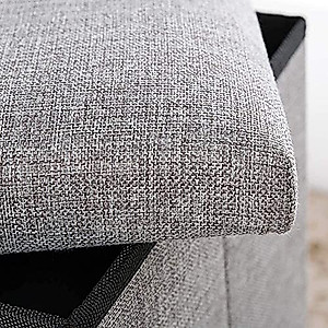 Footstool Storage,Cube Foot Rest Stools,Foldable Storage Boxes Footrest Step Stool,Folding Linen Storage -Table Seat Tray Top Coffee Table,Grey (Grey) (A