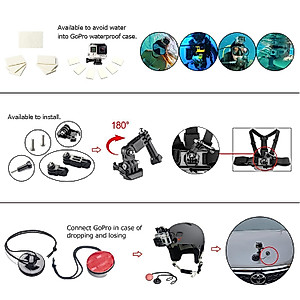 Soft Digits Accessories Bundle Kit for GoPro Hero 5/4/3/2/1 Action Camera Accessory Set for Ourdoor Sports in Swimming Diving Rowing Climbing Bike Riding（44 Items)