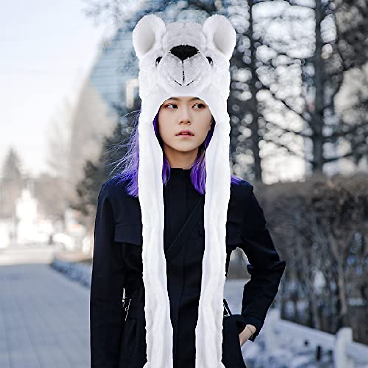 Super Z Outlet Polar Bear Cute Plush Animal Winter Ski Hat Aviator Style Winter Fashion (Long)