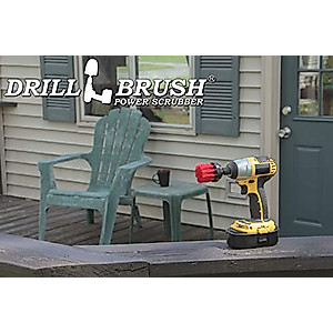 Drill Brush Power Scrubber - Small Round Stiff Brush - Outdoor Cleaning - Stiff Bristle Deck Brush - Scrub Brush - Concrete Bird Baths - Garden Statues - Spin Brush - Granite Headstone Brush