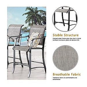 TOP HOME SPACE Outdoor Bar Stool Set of 2,Patio Height Stools & Bar Chairs,All-Weather Patio Chairs for Backyard Lawn Garden,300 LBS Capacity(Grey)