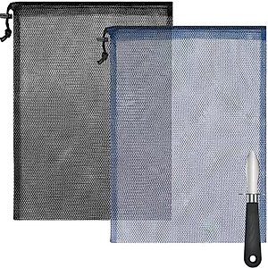 Yaure Joy 2 Pcs Scalloping Bags Diving Bag with 1 Pcs Scalloping Shucking Knife 13 x 15.5 Inch Nylon Mesh Bags for Snorkeling