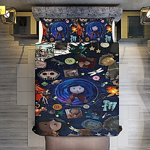 Cora_line Funny Bedding Set 3-Piece 86"x70" Cartoon Room Decor with 1 Duvet Cover and 2 Pillowcase All Season