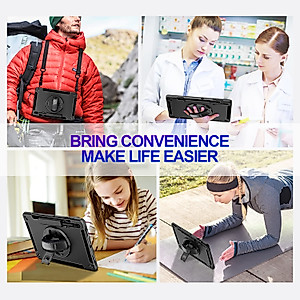 Case for Samsung Galaxy Tab S7 FE 2021/S8 Plus 2022 : Military Grade TPU Shockproof Heavy Duty Protective Cover for Tab S7 Plus 12.4 Inch with S-Pen Holder &Rotating Kickstand &Handle &Shoulder Strap