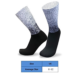 PRIOKNIKO Socks For Men Anti-Slip Silicone Aero White Line Cycling Sports Running Socks,One Size 6-12