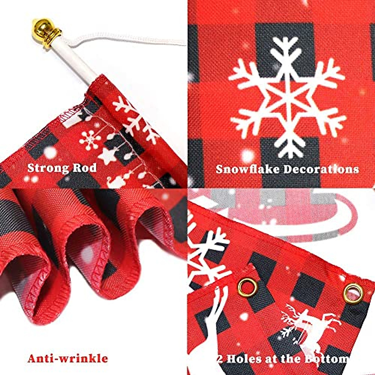 KERIQI Merry Christmas Porch Sign, Buffalo Plaid Christmas Banner for Front Door Fireplace Thanksgiving New Year Holiday Decorations (Merry Christmas)