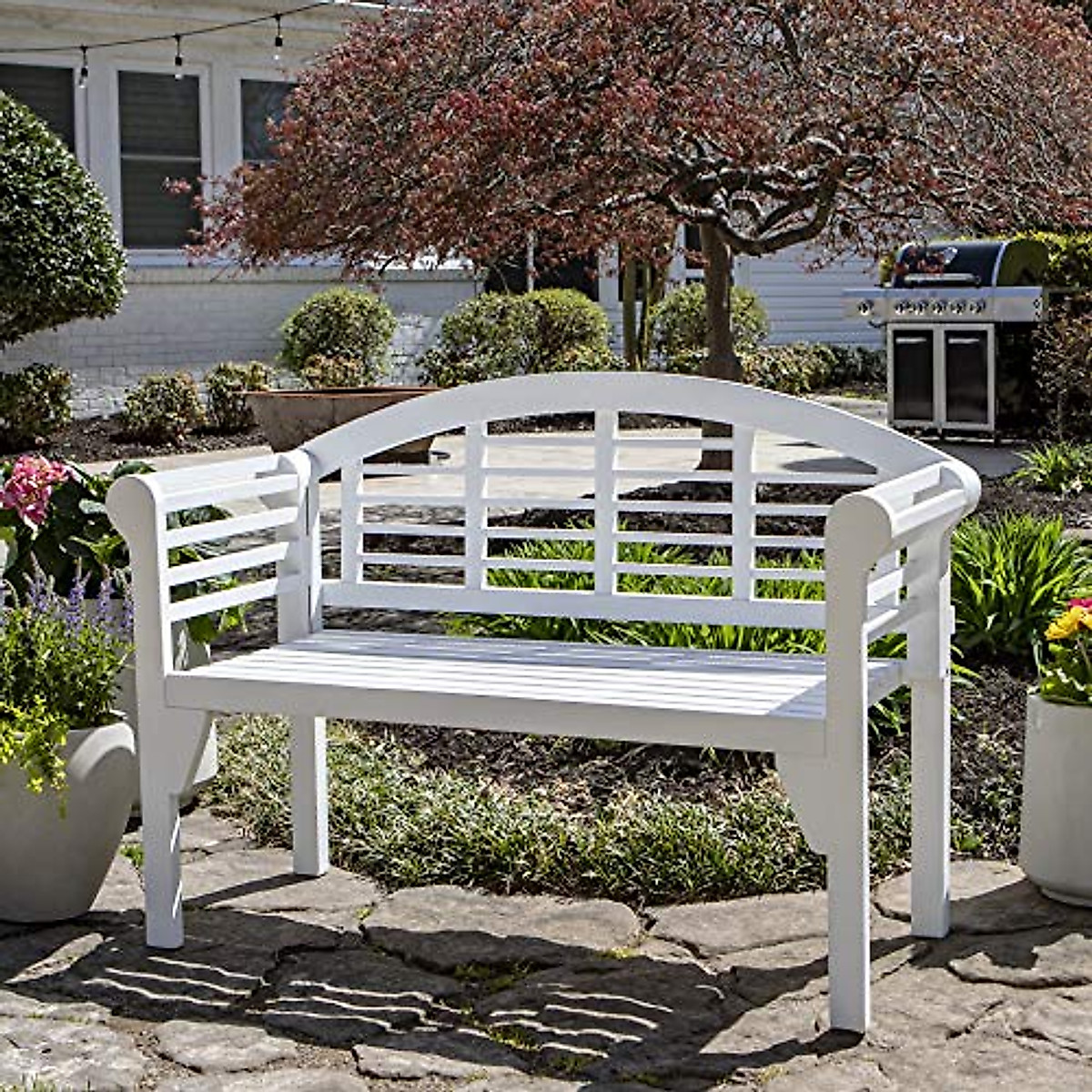 Decor Therapy Terra Wood Outdoor Bench, White