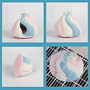 ABLAZEZAI Small Animal Hammock Cage Accessories Hamster Warm Bed Sleeping Nest Plush Hut Hideout Cave Hanging Cage Toy for Gerbil Dwarf Mice Rat Sugar Glider (Small)