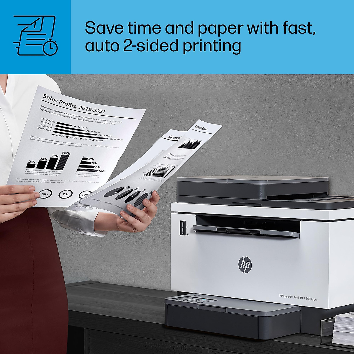 HP LaserJet Tank MFP 2604sdw Wireless Black & White Printer Prefilled With Up to 2 Years of Original HP Toner (381V1A)