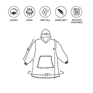 Wearable Blanket Hoodie for Women Men Adults, Teens Sherpa Fleece Oversized Hooded Sweatshirt Blanket with Pockets -Cute Penguin